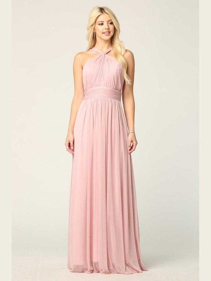 Plum Halter Long Bridesmaid Dress for $78.99 – The Dress Outlet