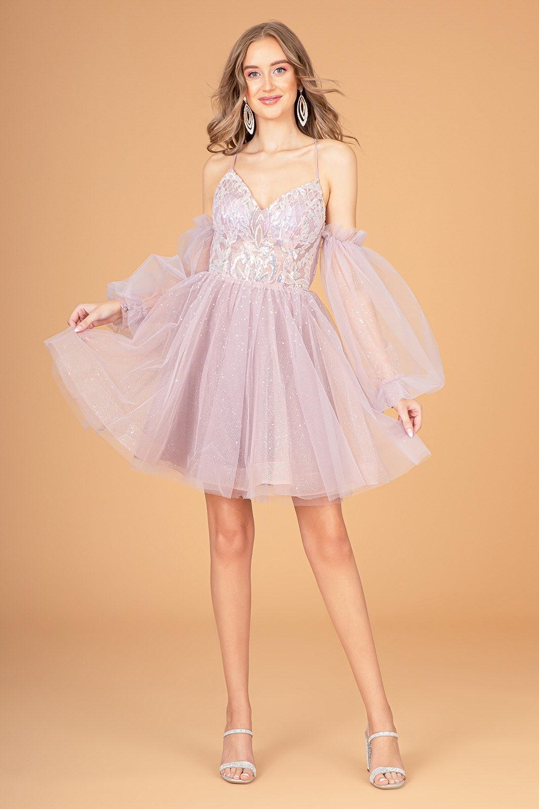 Mauve Homecoming Short Glitter Prom Short Dress for $158.99 – The Dress ...