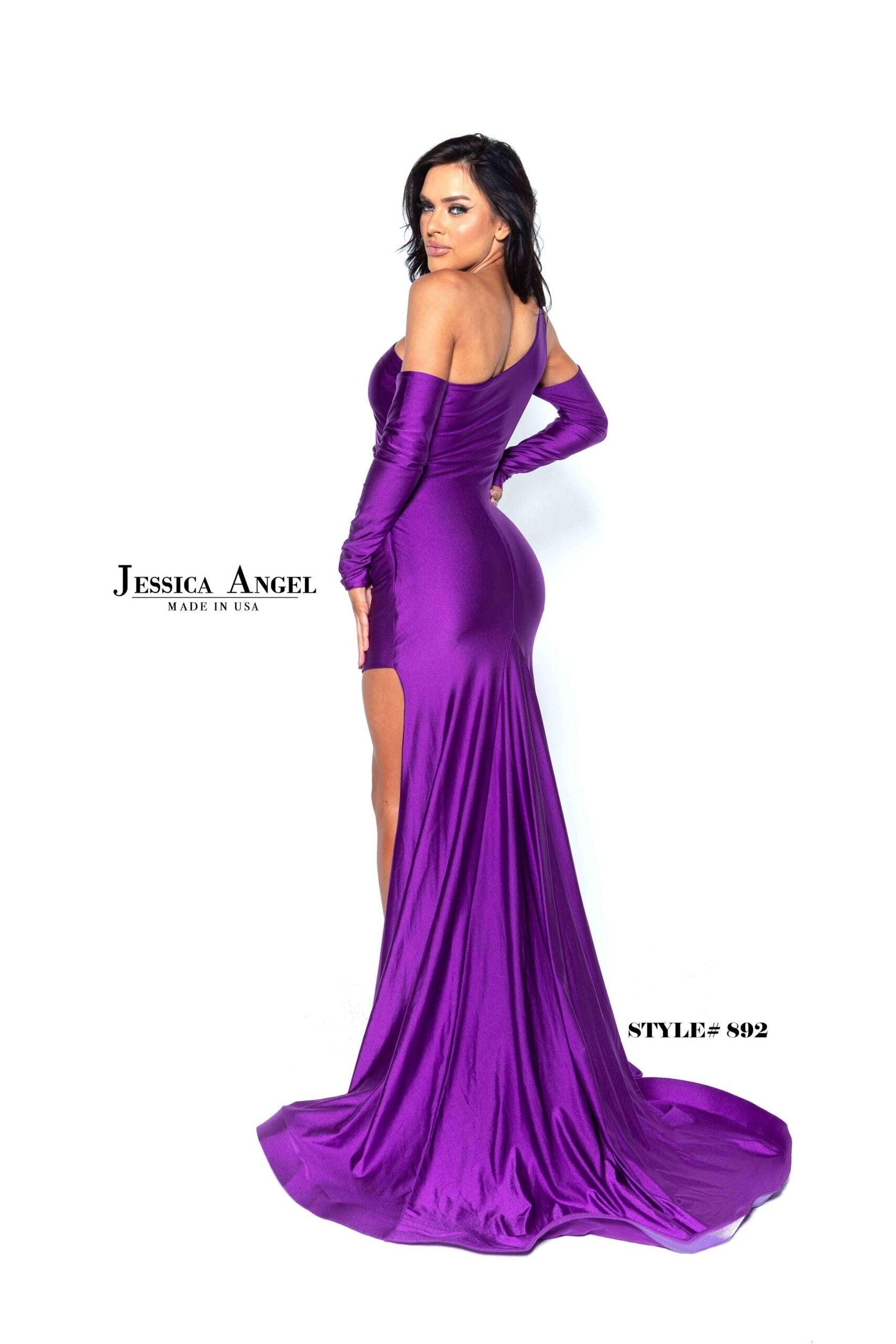 Purple Jessica Angel Long Formal One Shoulder Prom Gown 892 for $474.99 ...