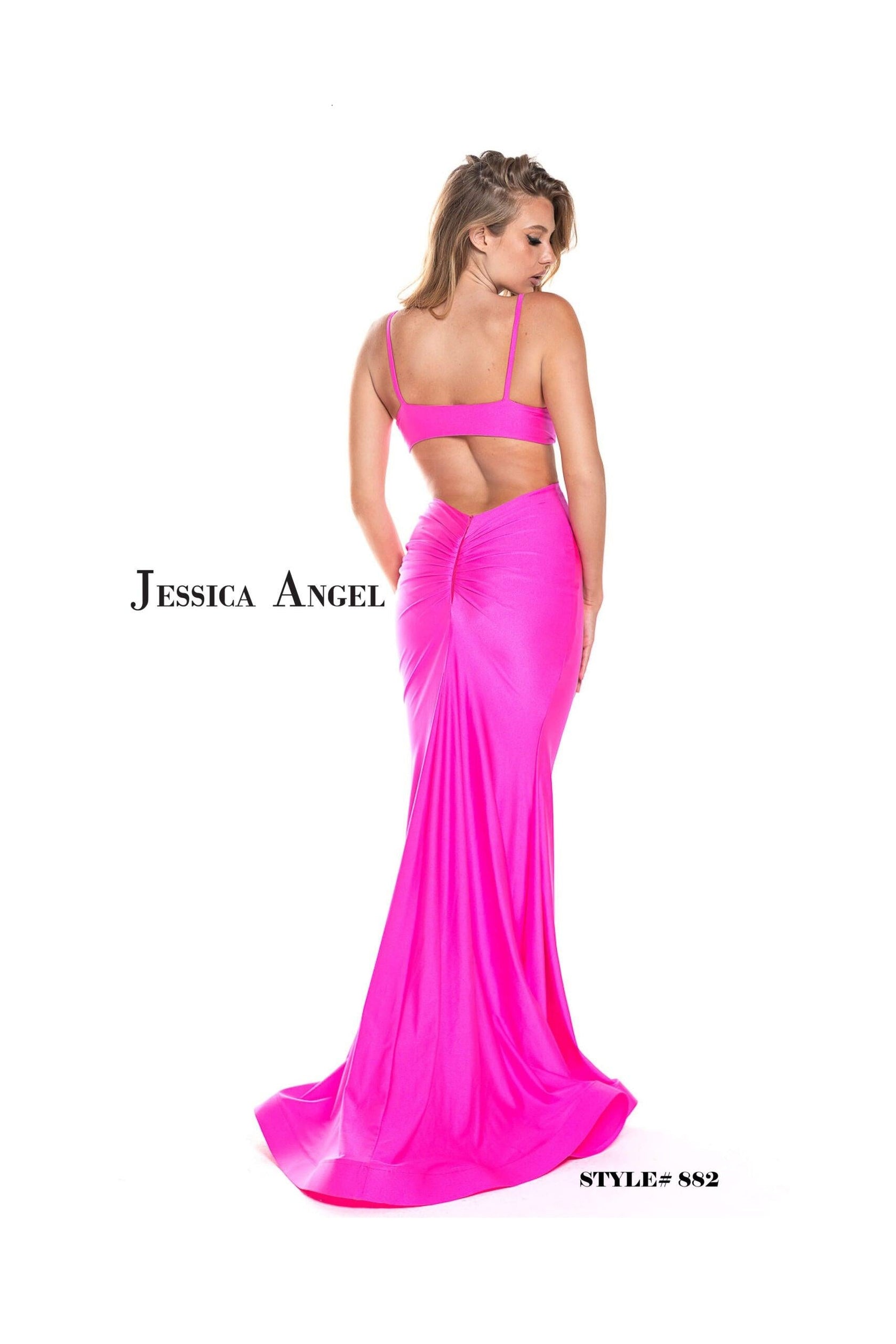 Neon Pink Jessica Angel Long Formal Sexy Prom Dress 882 For 424 99
