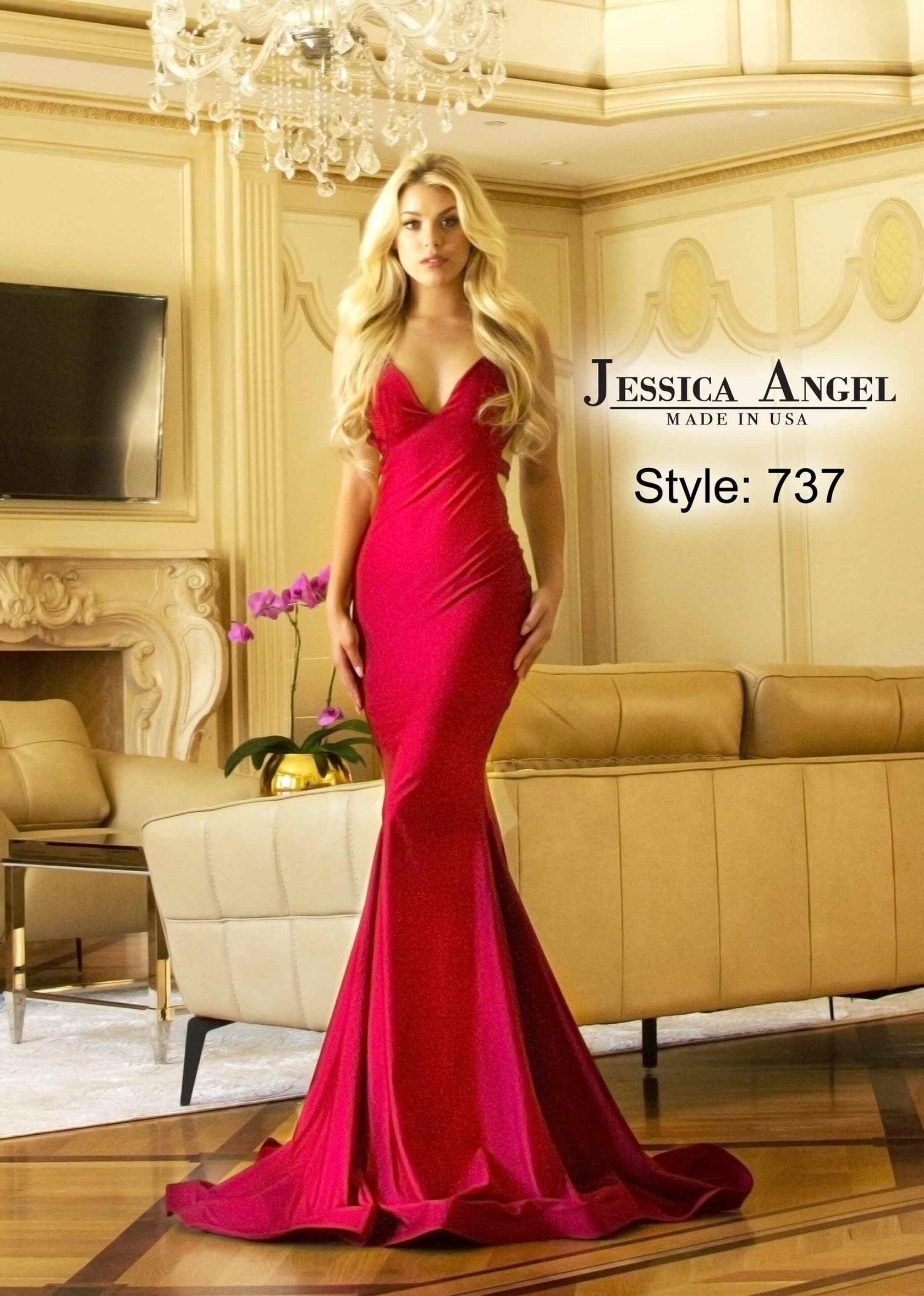 Medium Pink Jessica Angel Formal Sleeveless Long Formal Gown 737 for ...