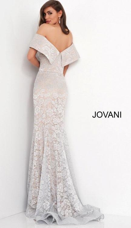 Silver Jovani 02905 Off Shoulder Long Formal Mermaid Dress for $448.99 – The Dress Outlet