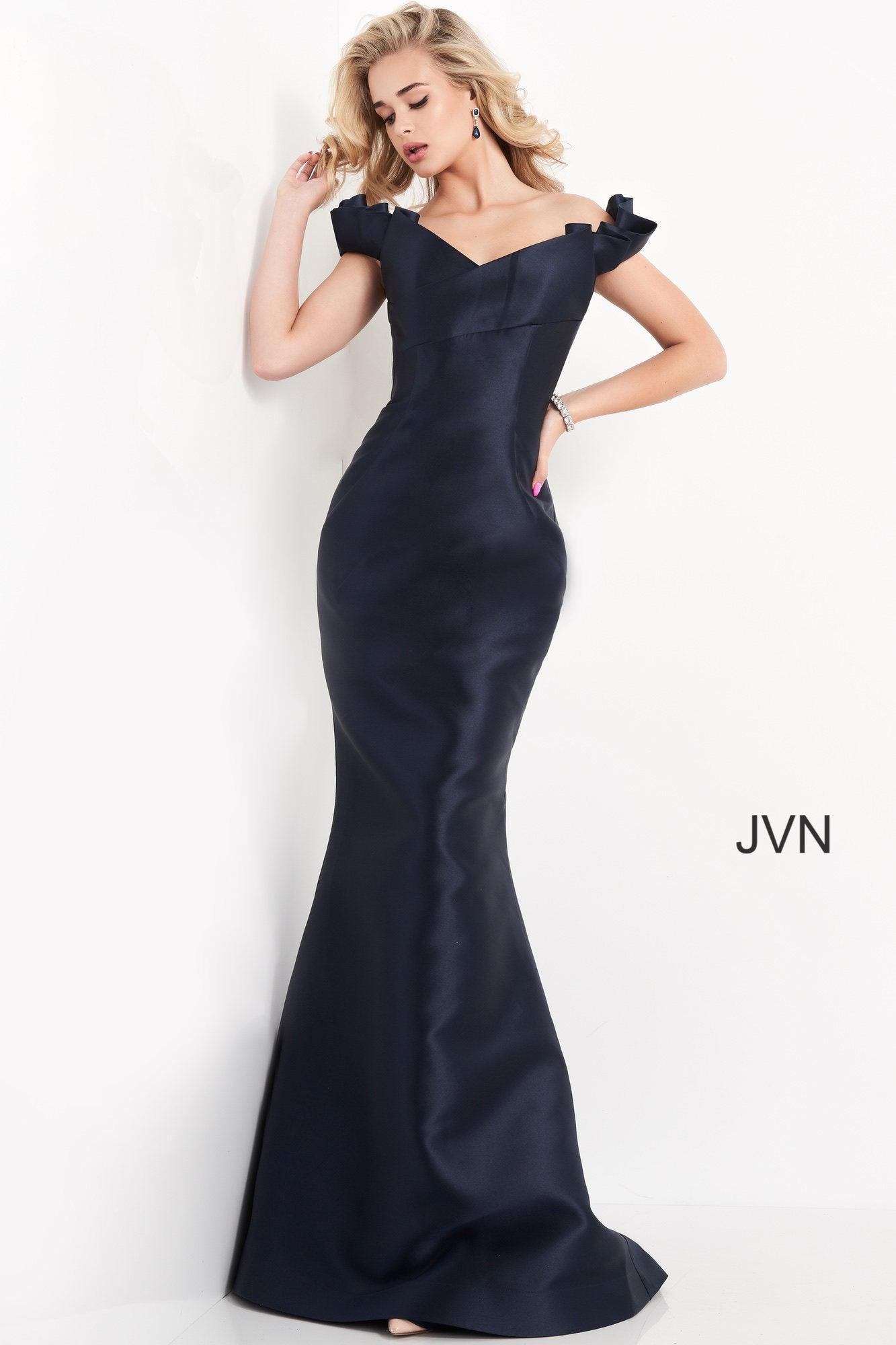 Black Jovani 04717 Off Shoulder Mermaid Long Prom Dress for $517.0 – The Dress Outlet
