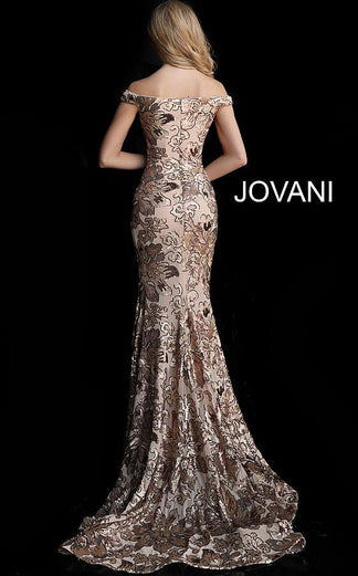 Black/Gunmetal Jovani 63516 Prom Long Off the Shoulder Formal Gown for $700.0 – The Dress Outlet