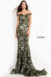 Black/Gunmetal Jovani 63516 Prom Long Off the Shoulder Formal Gown for $700.0 – The Dress Outlet