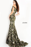 Black/Gunmetal Jovani 63516 Prom Long Off the Shoulder Formal Gown for $700.0 – The Dress Outlet