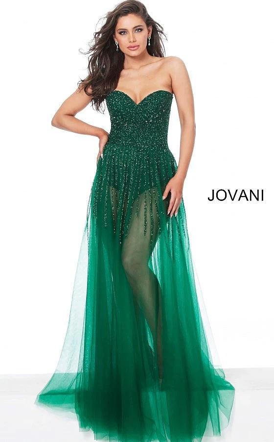 Green Jovani 02816 Strapless Long Prom Dress for $517.99 – The Dress Outlet