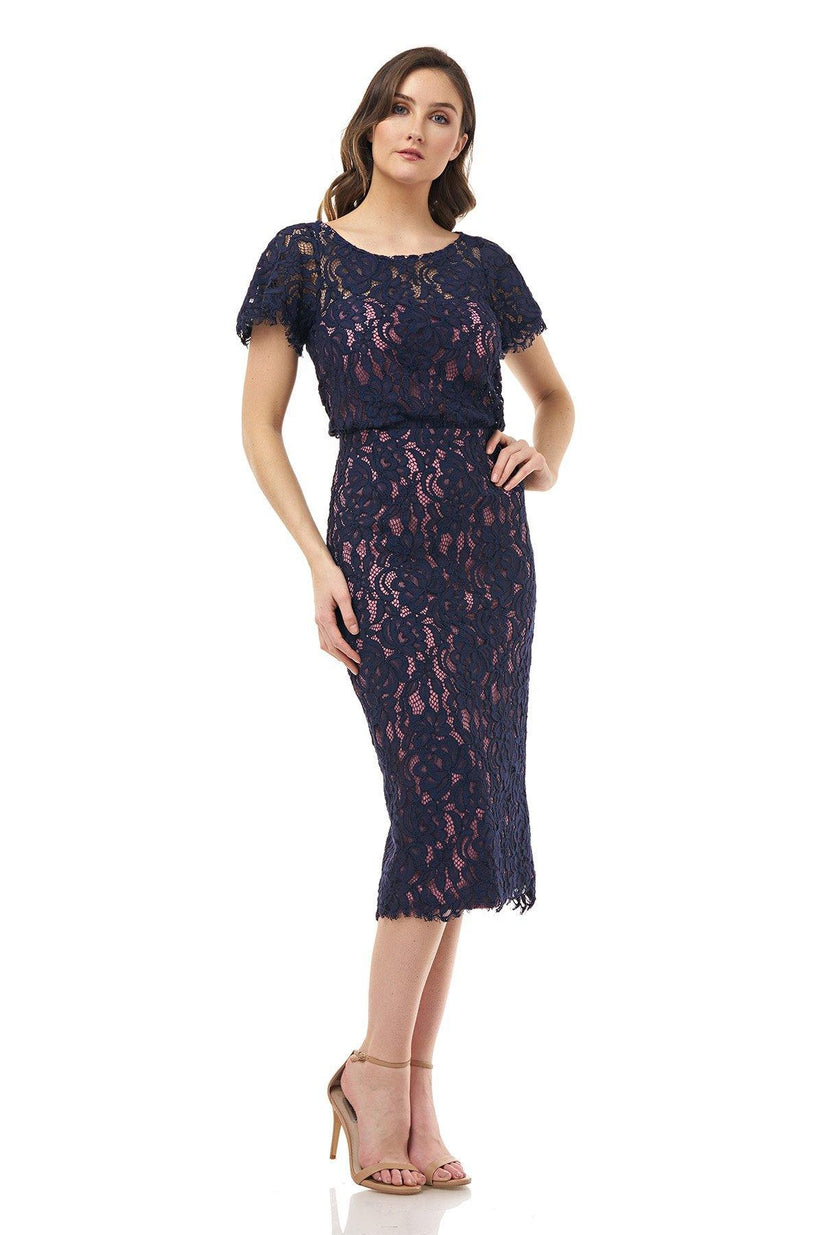 JS Collections Short Lace Midi Sheath Dress 866800 | The Dress Outlet