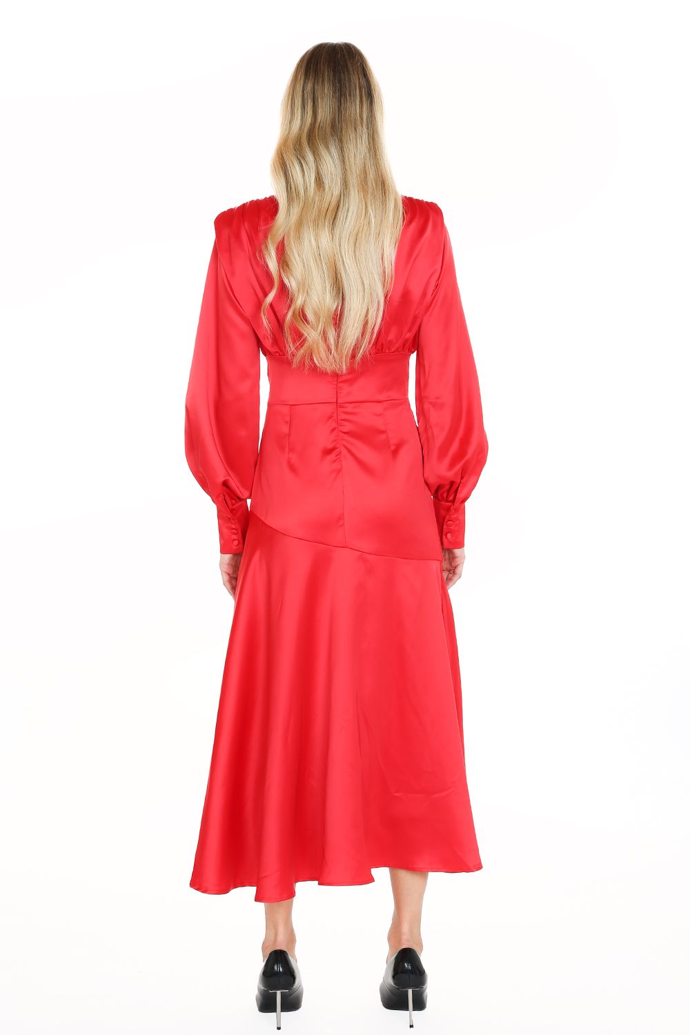 Black Long Sleeve Satin V Neck Maxi Dress For 11999 The Dress Outlet