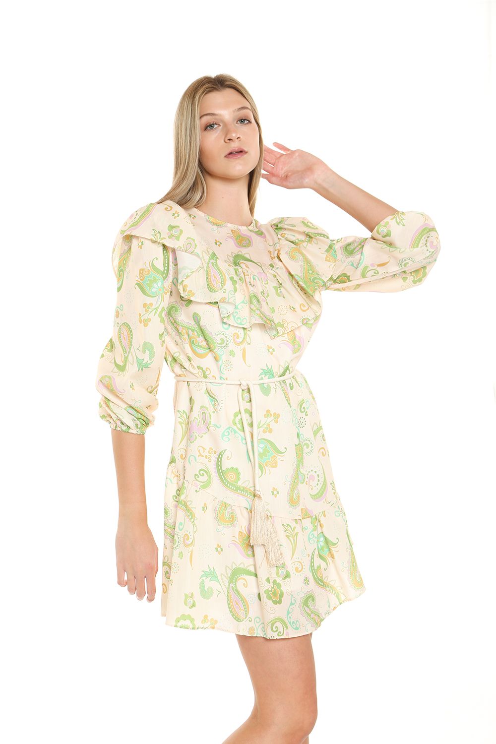 Ivory Short Ruffle Layer Chest Half Sleeve Dress for $119.99 – The ...