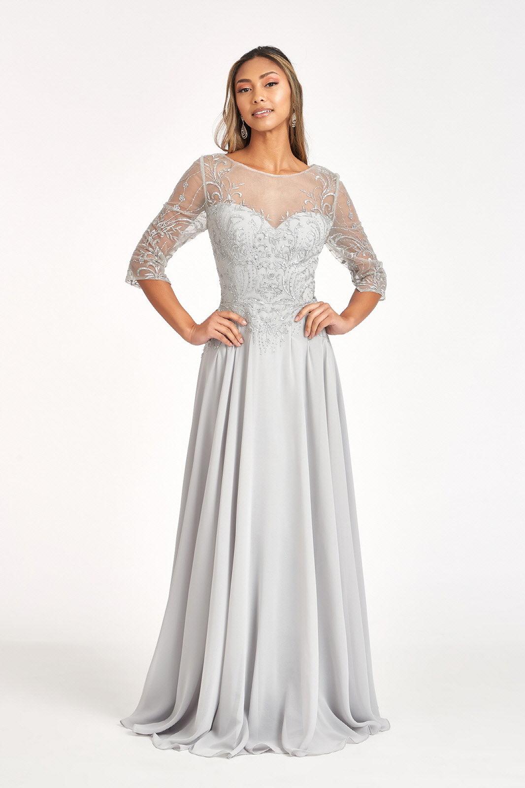 Silver Long Chiffon Mother of the Bride Formal Dress for $227.99 – The ...