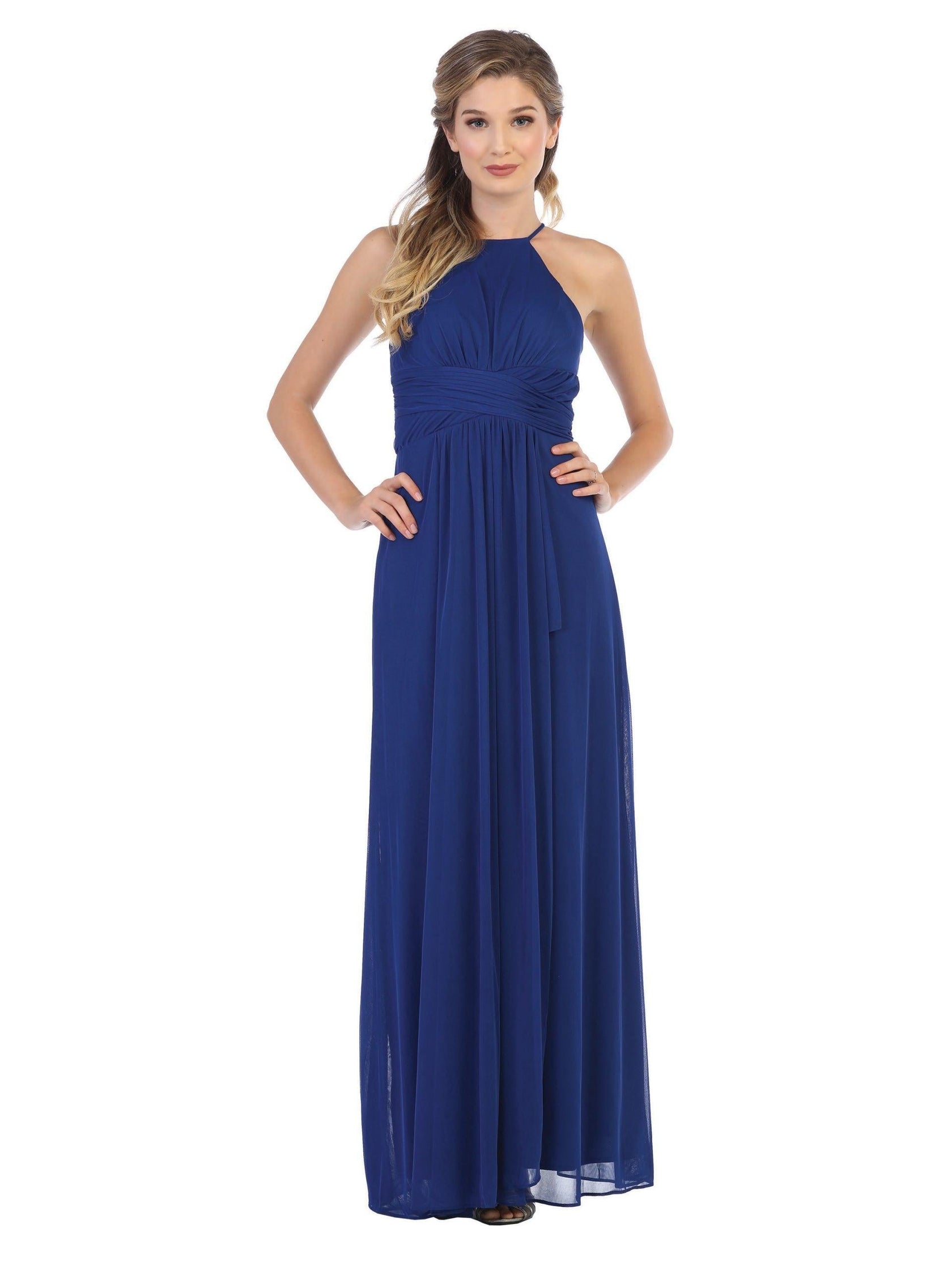 Royal Long Halter Tie Back Bridesmaid Dress for $78.99 – The Dress Outlet