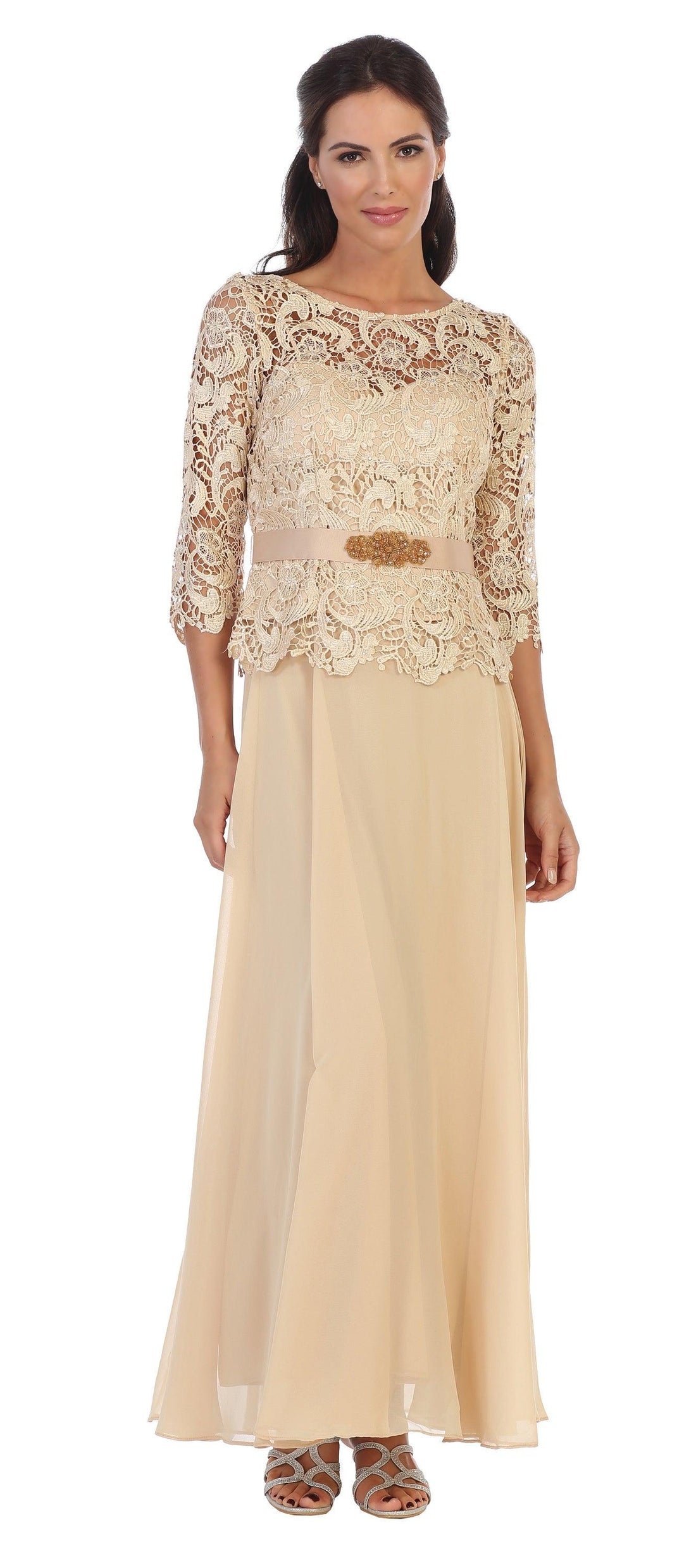 Blush Long Mother of the Bride Lace Chiffon Formal Gown for $179.99 ...