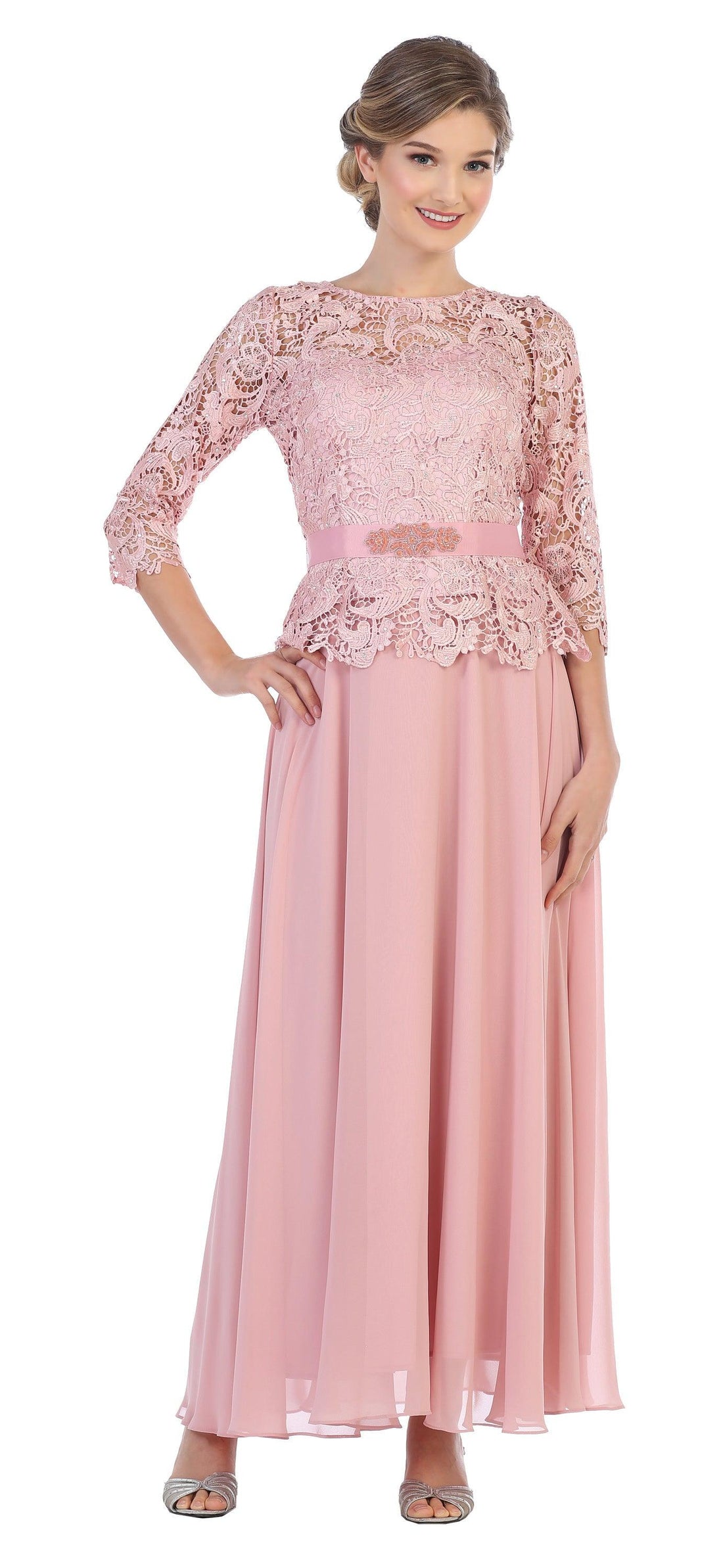 Blush Long Mother of the Bride Lace Chiffon Formal Gown for $179.99 ...