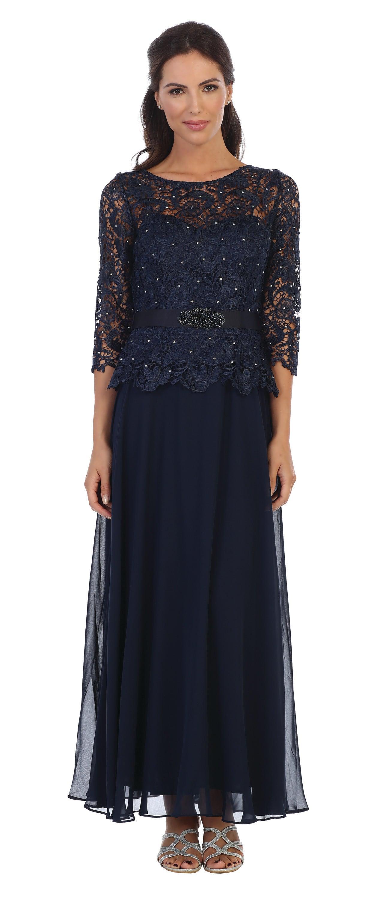 Off White Long Mother of the Bride Lace Chiffon Formal Gown for $179.99 ...