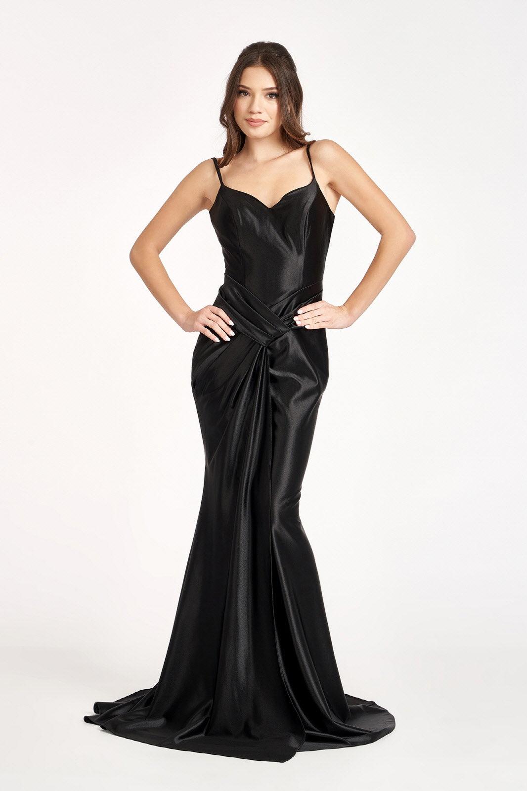 Smoky Blue Long Spaghetti Strap Mermaid Prom Dress │ The Dress Outlet