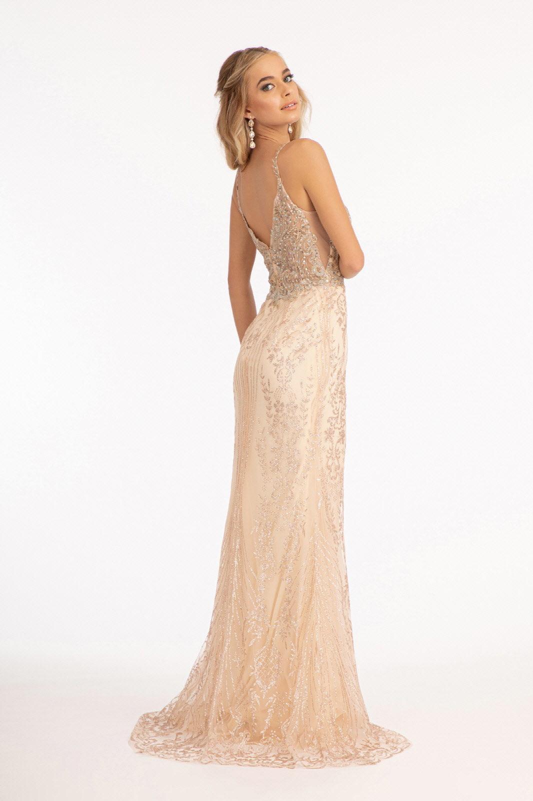 Champagne Long Spaghetti Strap Mesh Mermaid Prom Dress for $89.99 – The ...