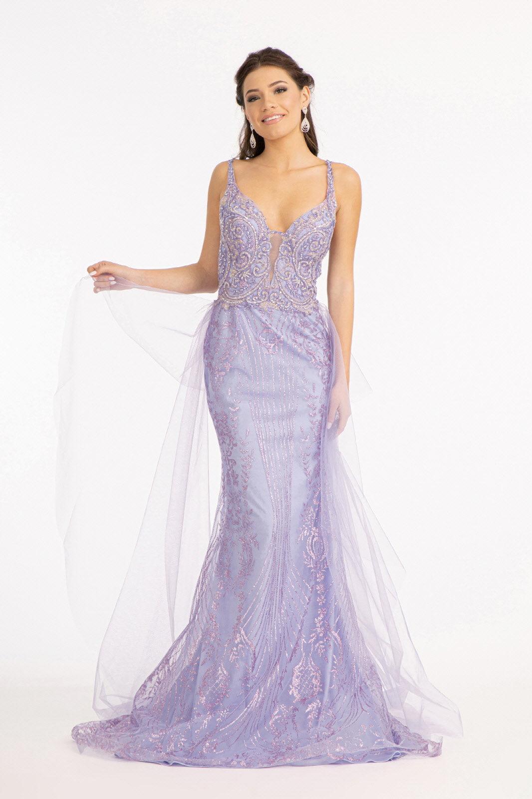 Champagne Long Spaghetti Strap Mesh Mermaid Prom Dress for $89.99 – The ...