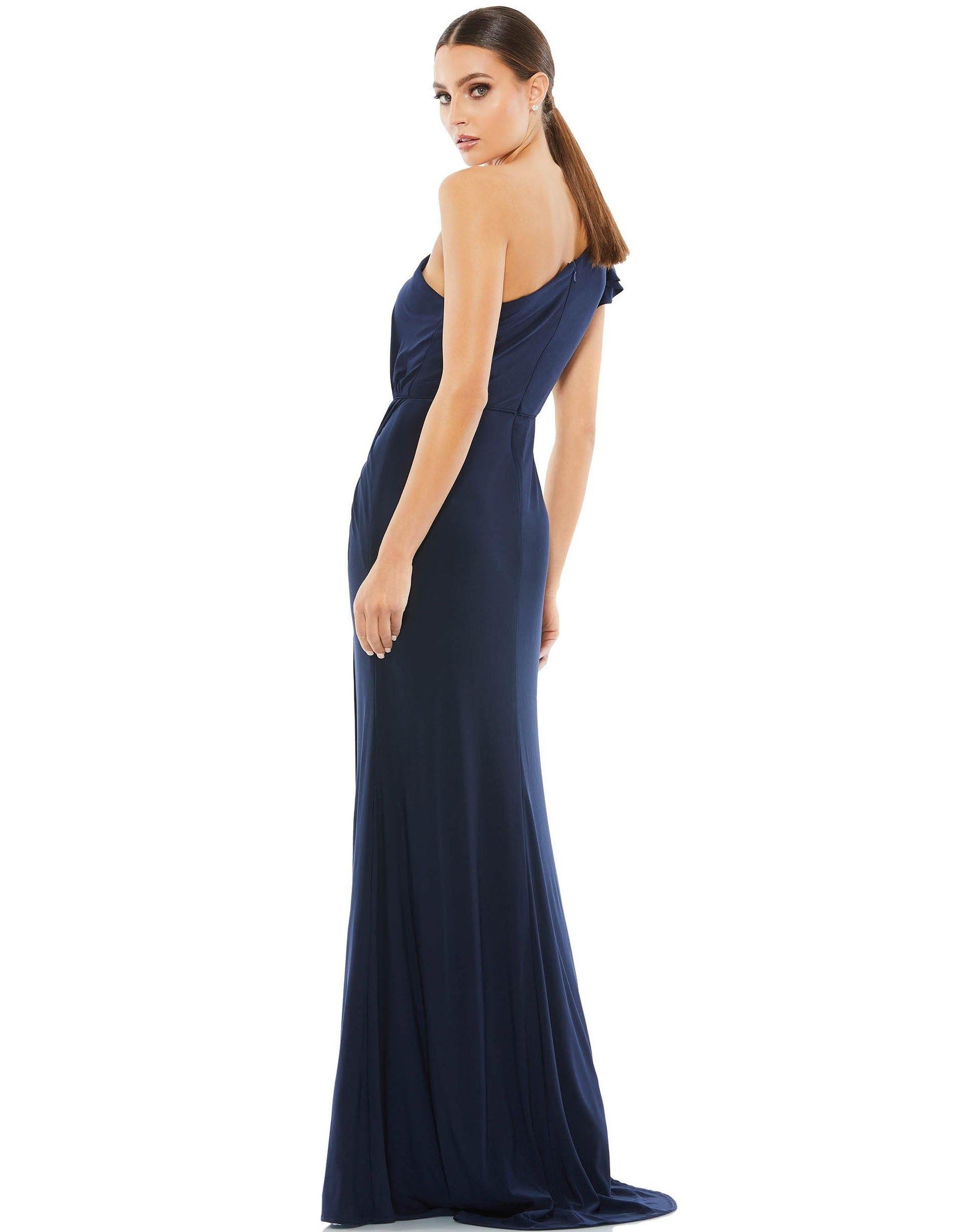 Midnight Mac Duggal 67858 Long Formal One Shoulder Prom Gown For 3480