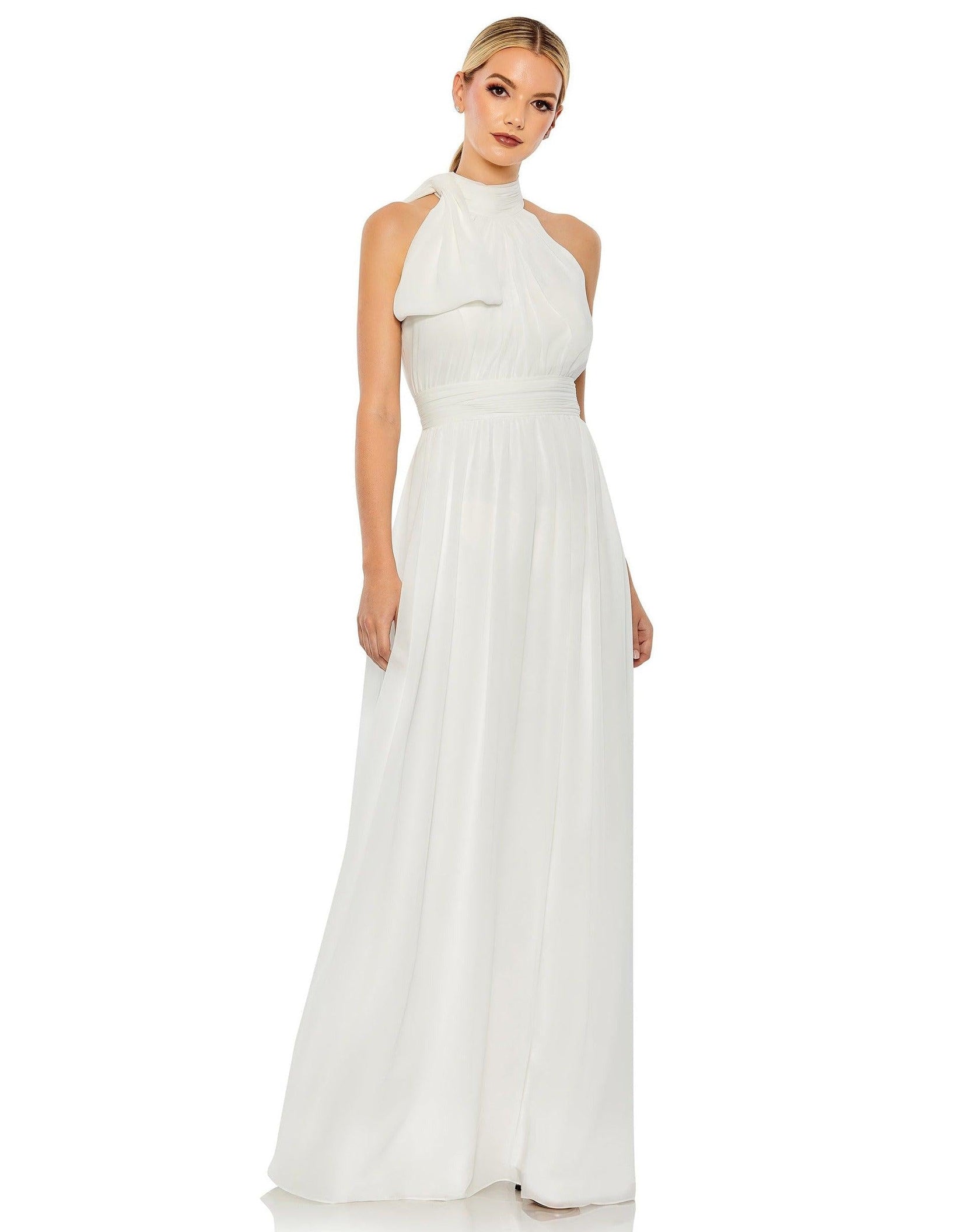 Powder Blue Mac Duggal 55035 Long Halter Chiffon Prom Dress for $298.0 ...