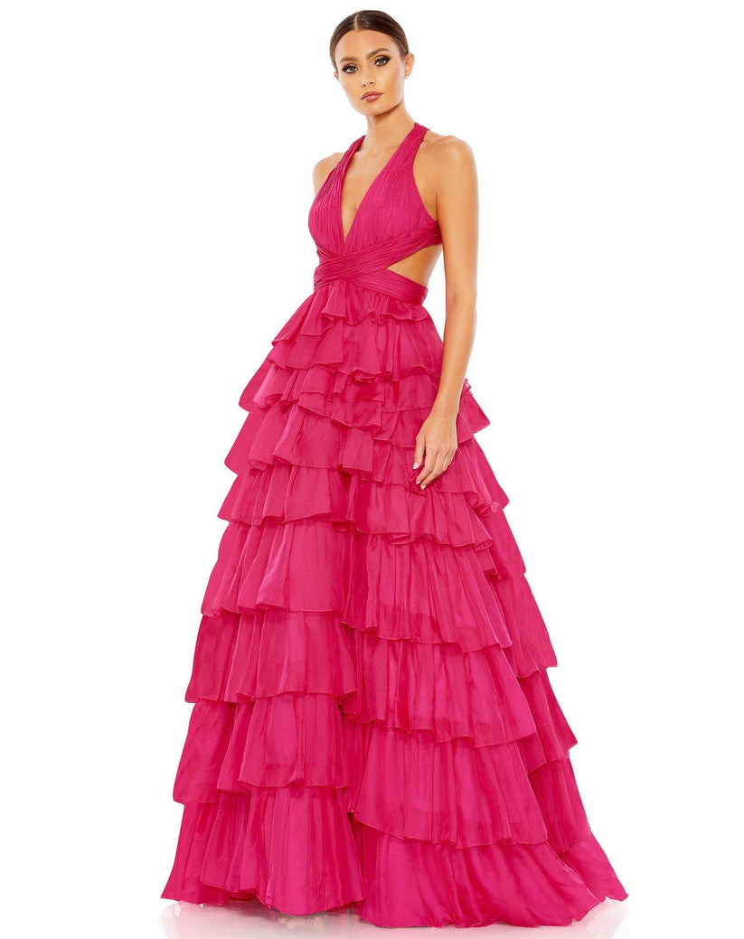 Fuchsia Mac Duggal 67988 Long Halter Prom Ball Gown For 199 0 The