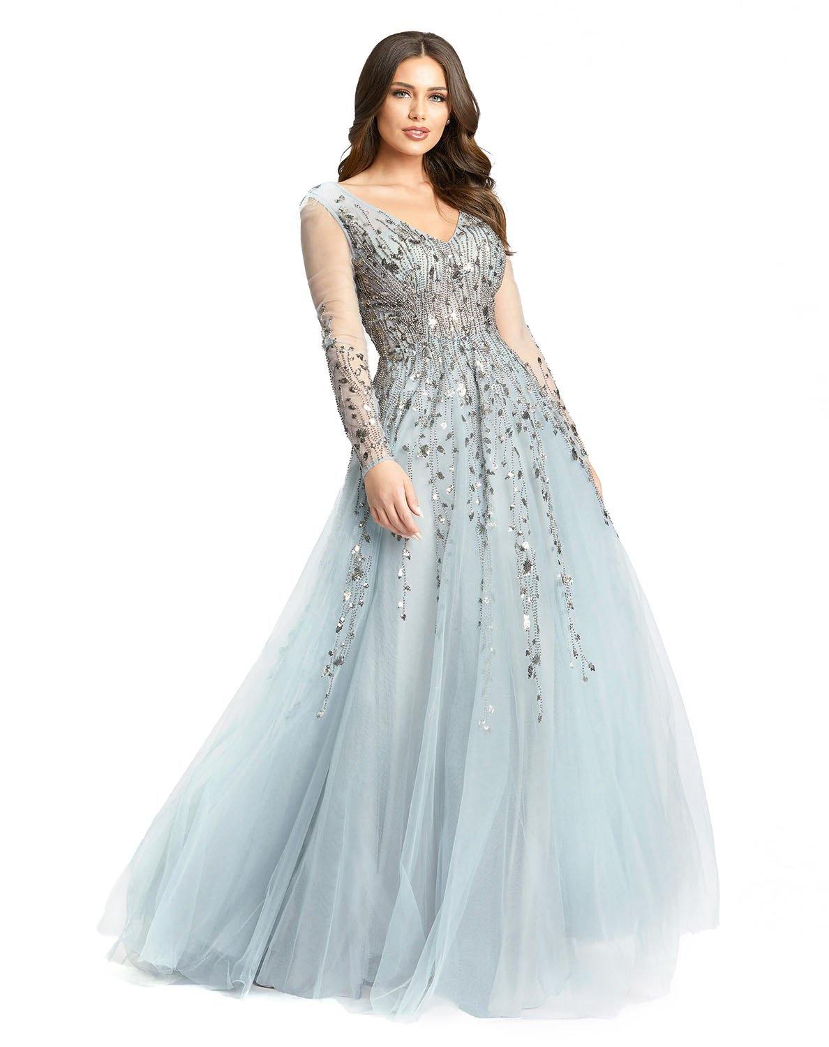 Platinum Mac Duggal 20295 Long Sleeve Formal Beaded Dress for $798.0 ...