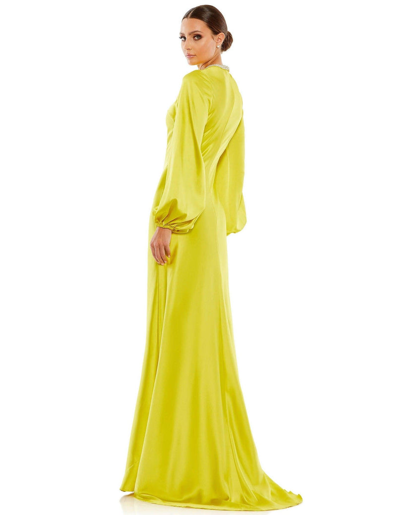 Chartreuse Mac Duggal 26575 Long Sleeve Formal Evening Gown For 3980