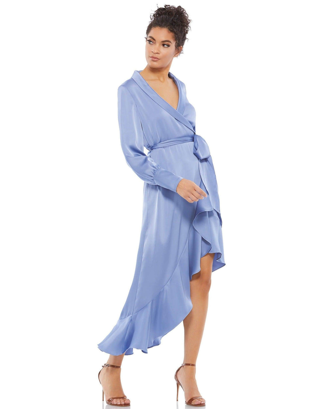 Periwinkle Mac Duggal 12506 Long Sleeve High Low Chiffon Dress for $198 ...