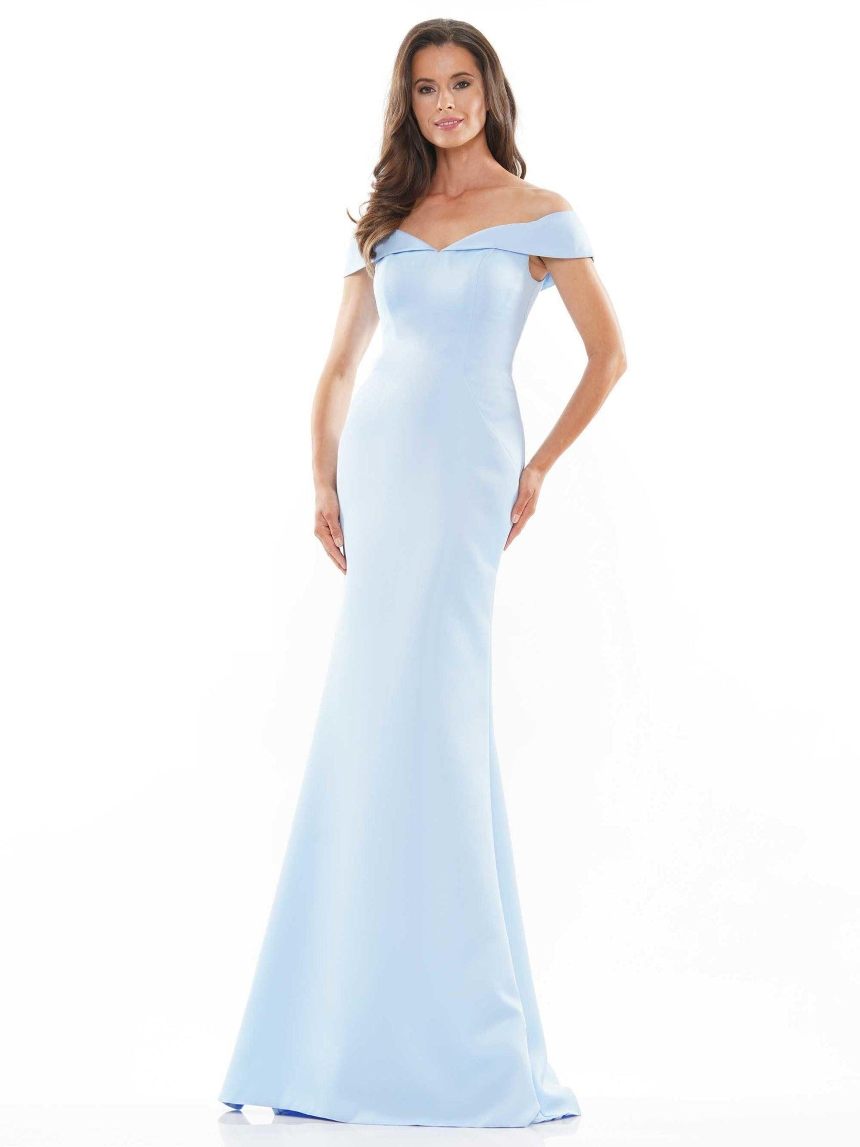 Navy Marsoni Off Shoulder Satin Long Evening Gown 1153 for $371.99 ...