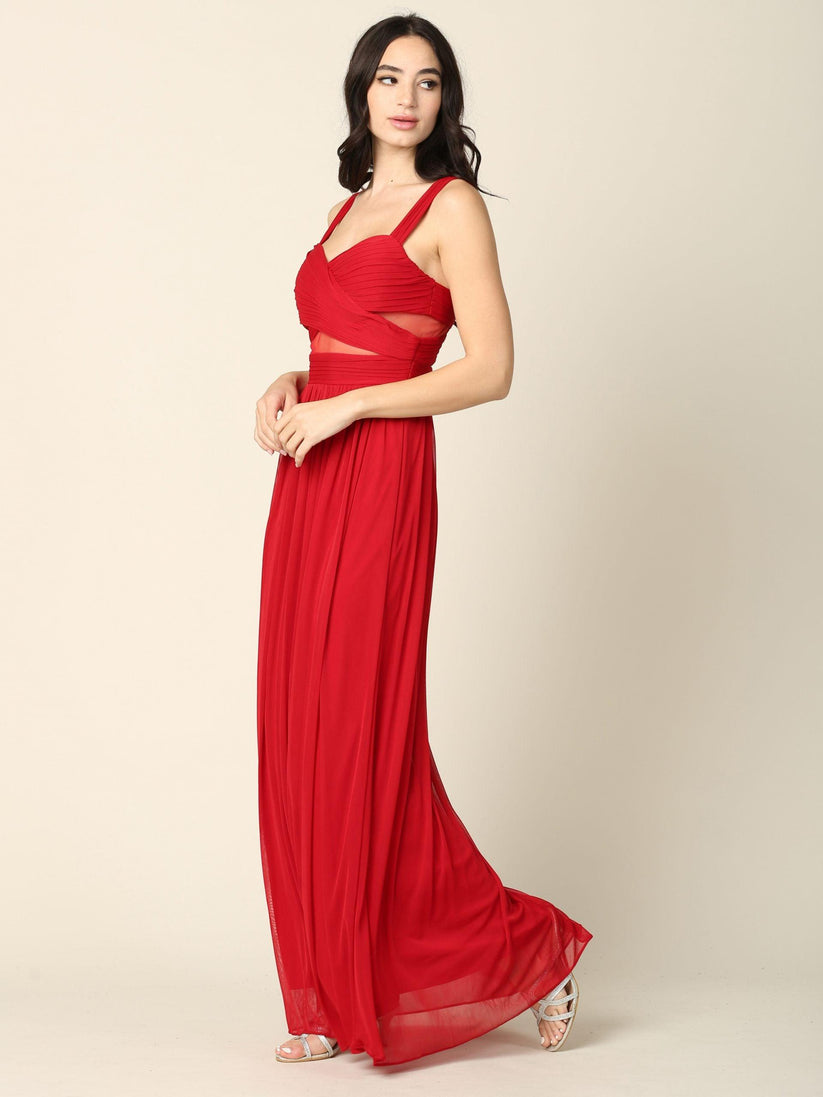 Red Mesh Sleeveless Long Bridesmaid Dress for $78.99 – The Dress Outlet