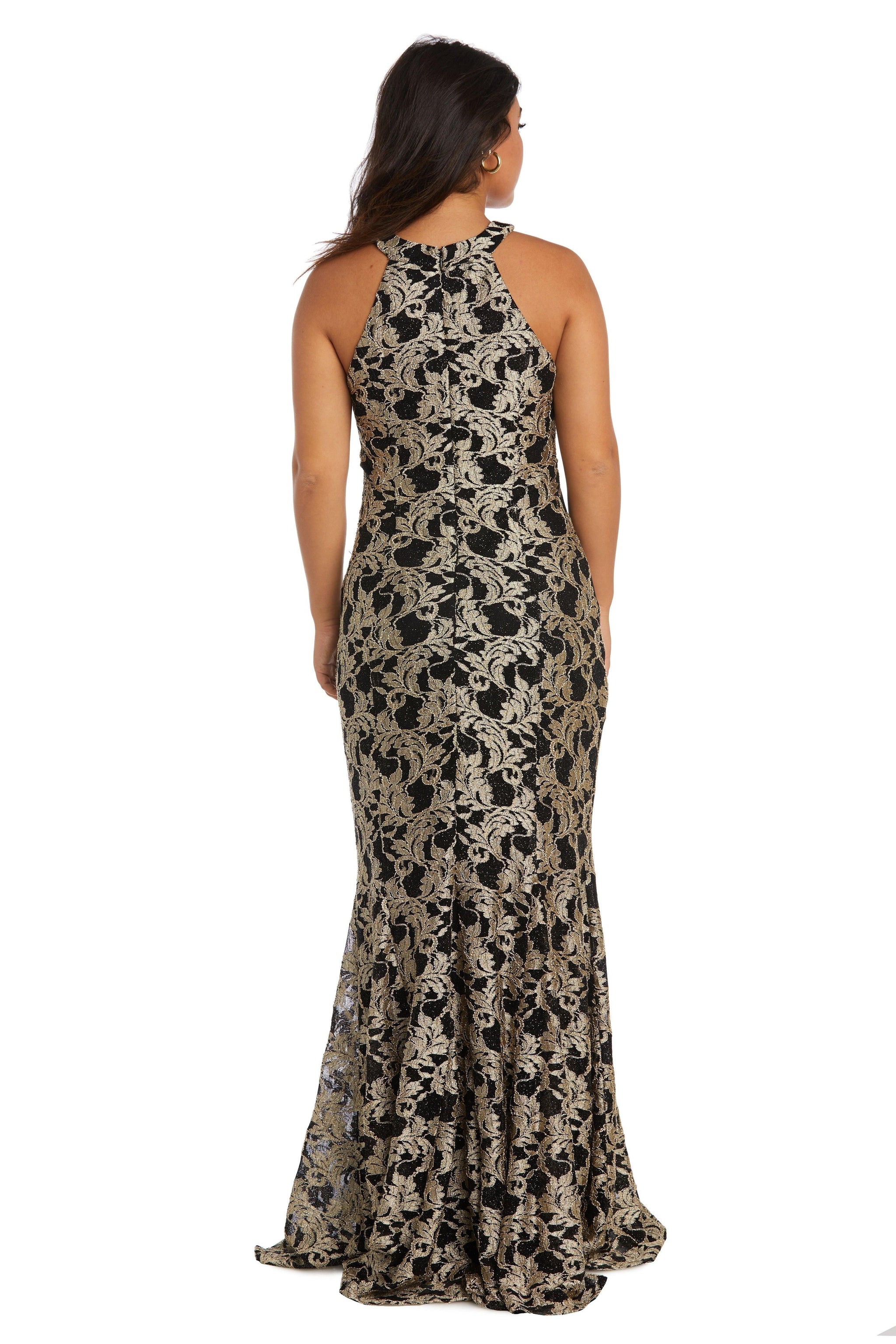 Black/Gold Morgan & Co 22199R Long Formal Halter Prom Dress for $119.99 ...