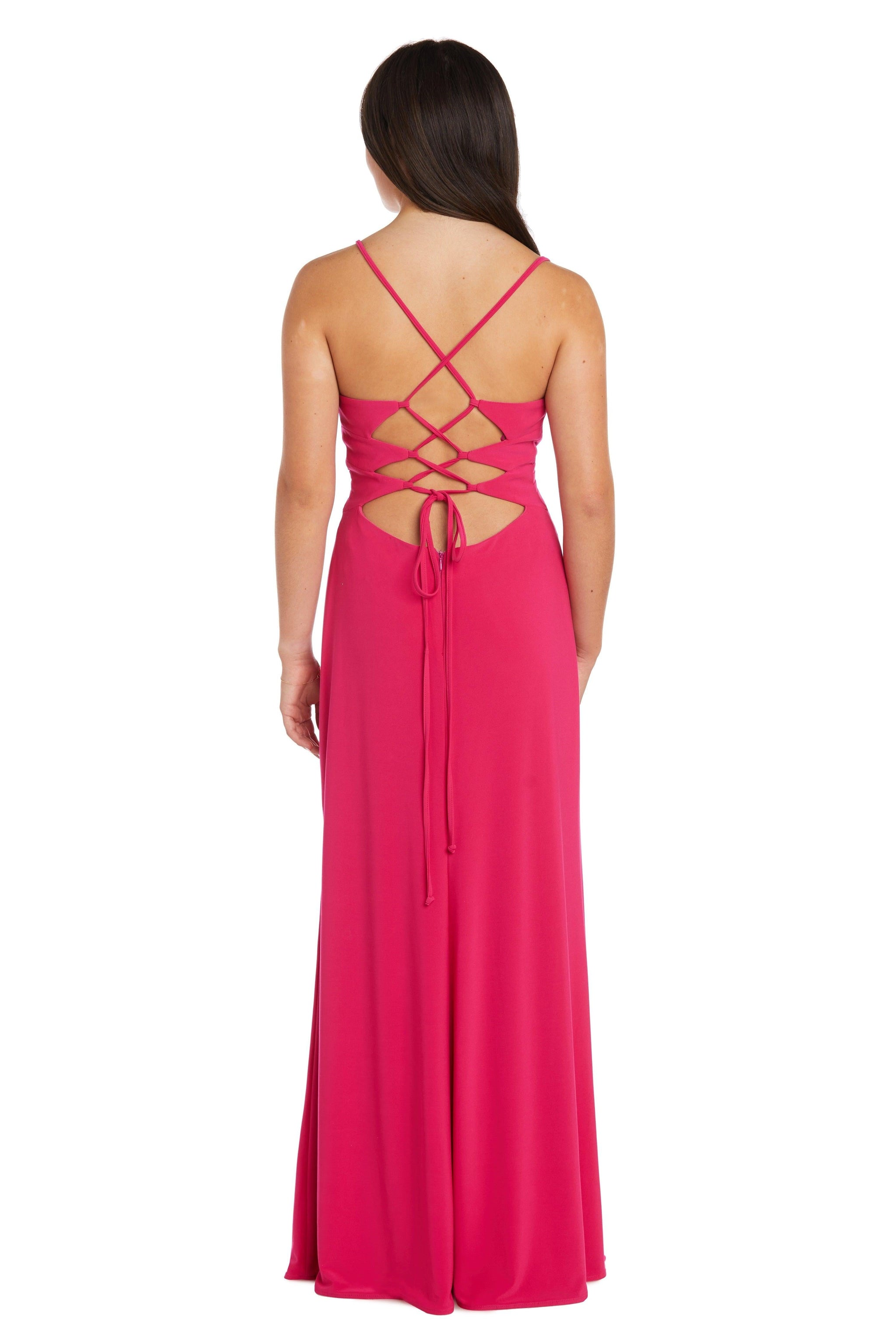 Hot Pink Morgan And Co 13012 Long Spaghetti Strap Prom Dress For 66 99