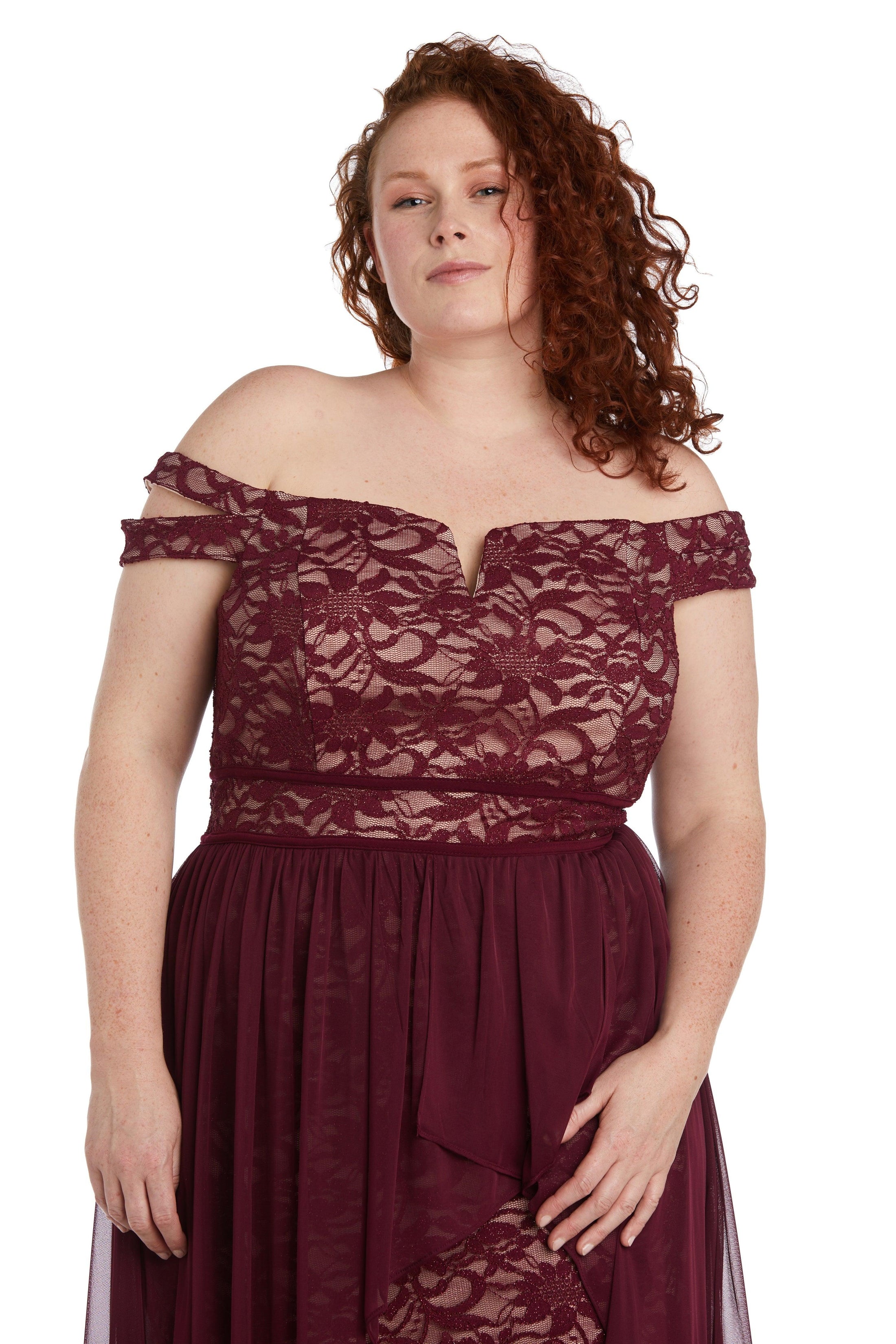 Morgan & Co 12671WM Plus Size High Low Dress | The Dress Outlet