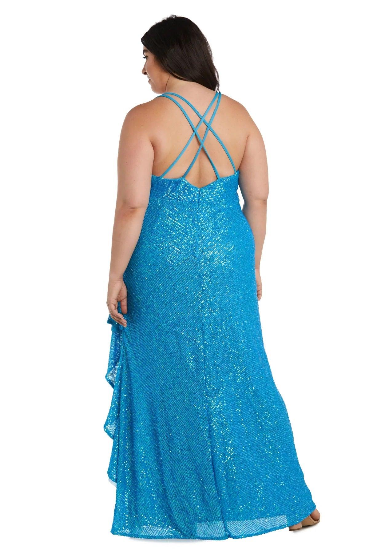 Turquoise Morgan & Co 13029WM Plus Size High Low Prom Dress for $105.99 ...