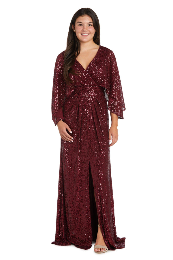 Merlot Nightway Long Sleeve Formal Evening Gown 22169 for $124.99 – The ...
