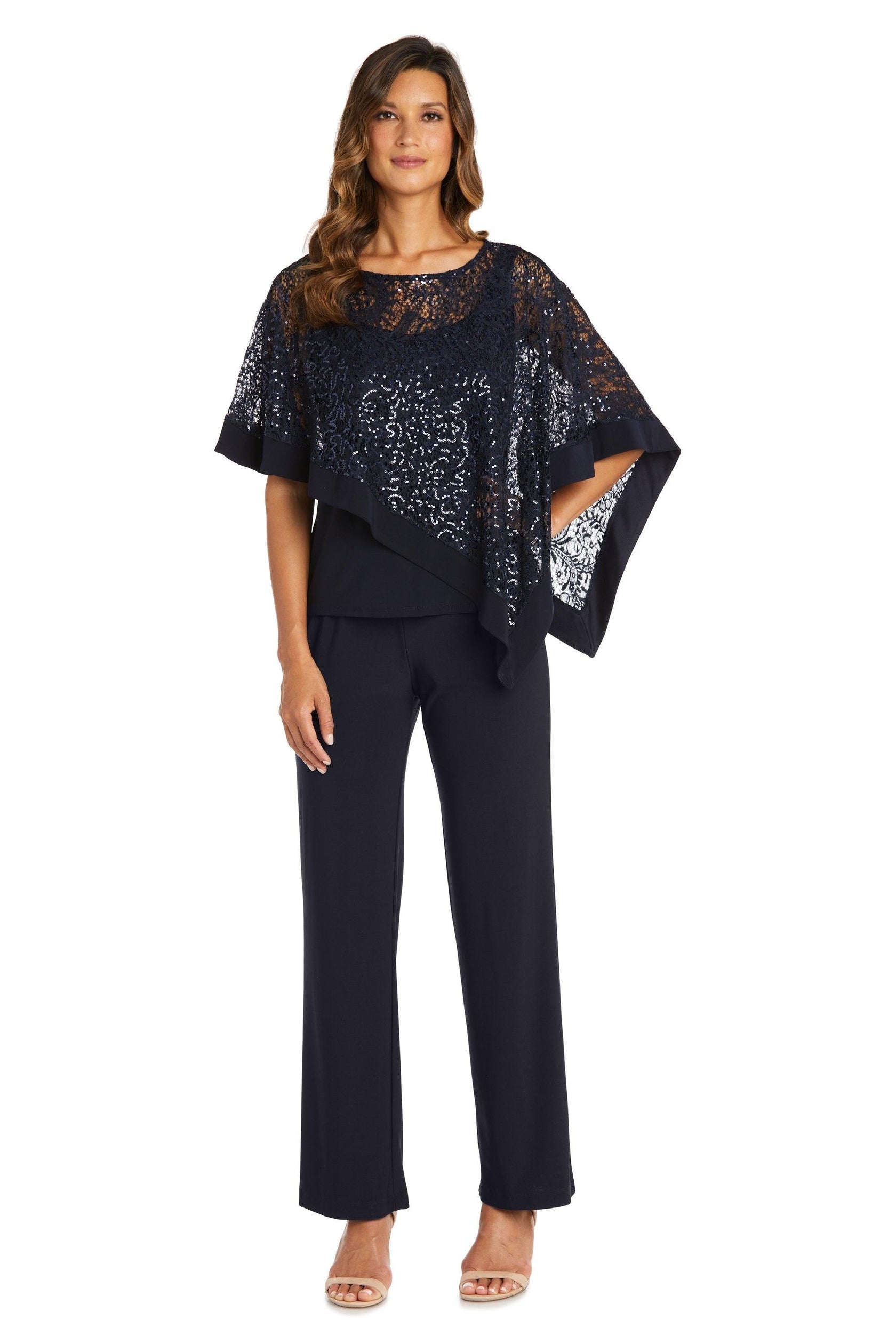 Navy R&M Richards 2117 Formal Lace Poncho Top for $66.99 – The Dress Outlet