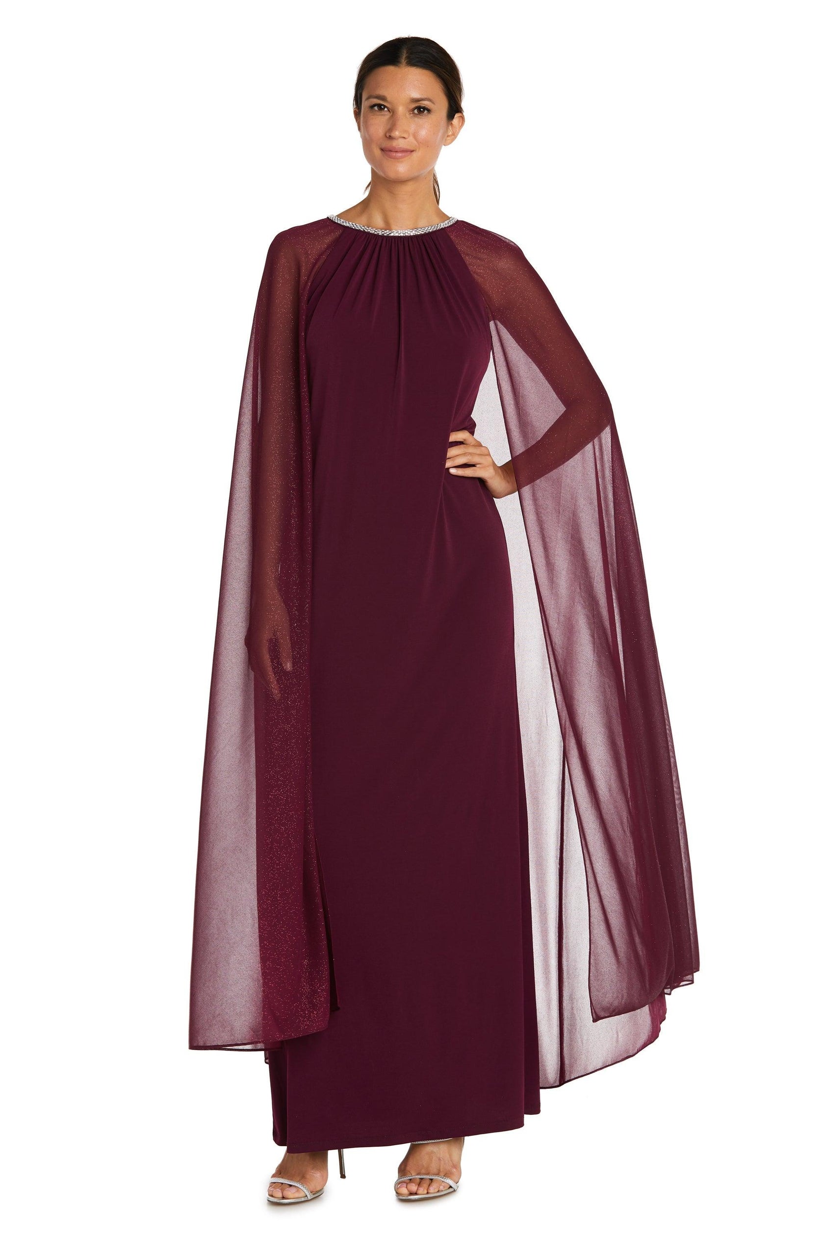 Charcoal R&M Richards 2662P Long Formal Petite Cape Dress for $75.99 ...
