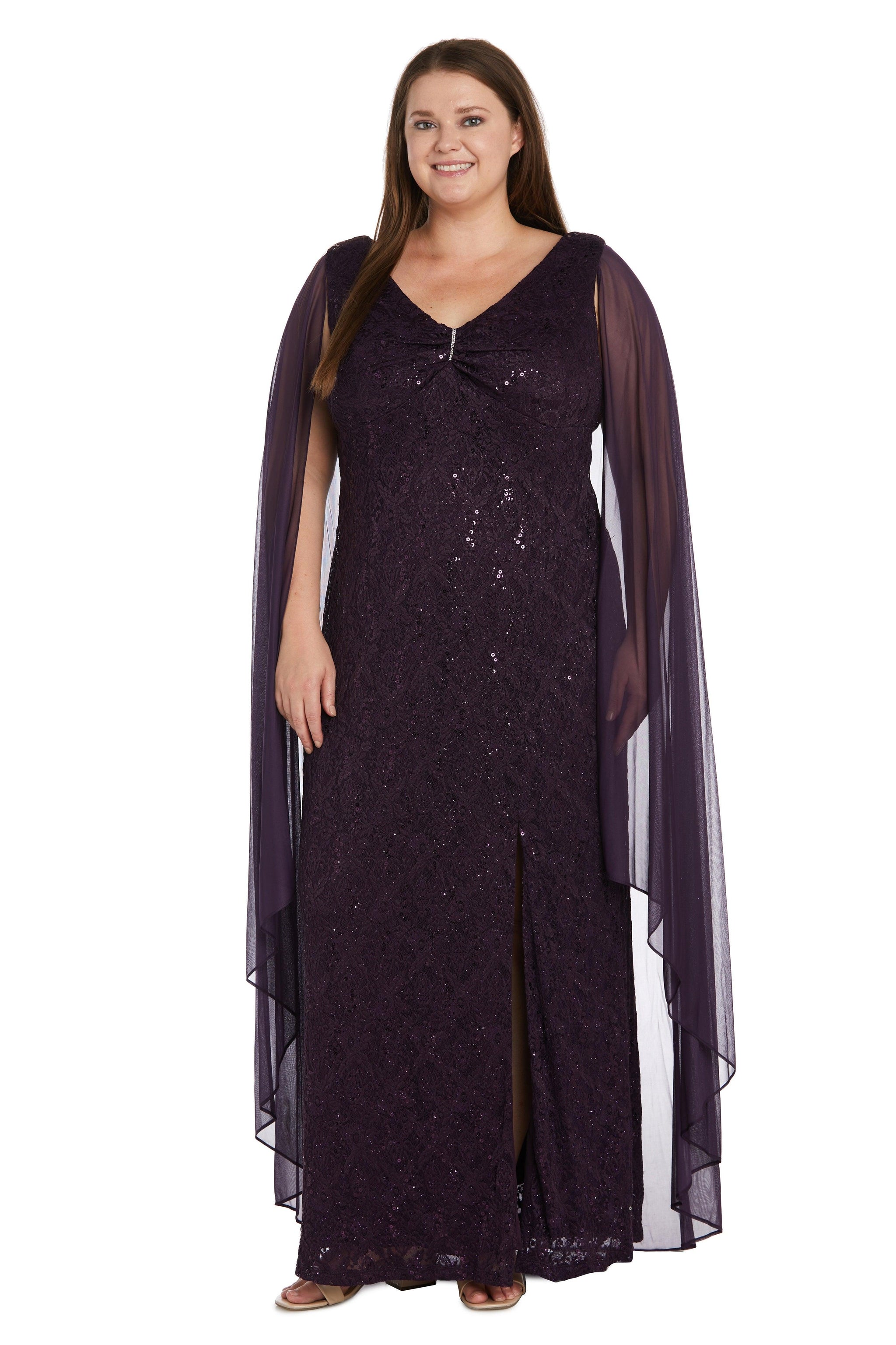 Plum Randm Richards 9663w Long Plus Size Formal Dress For 11599 The