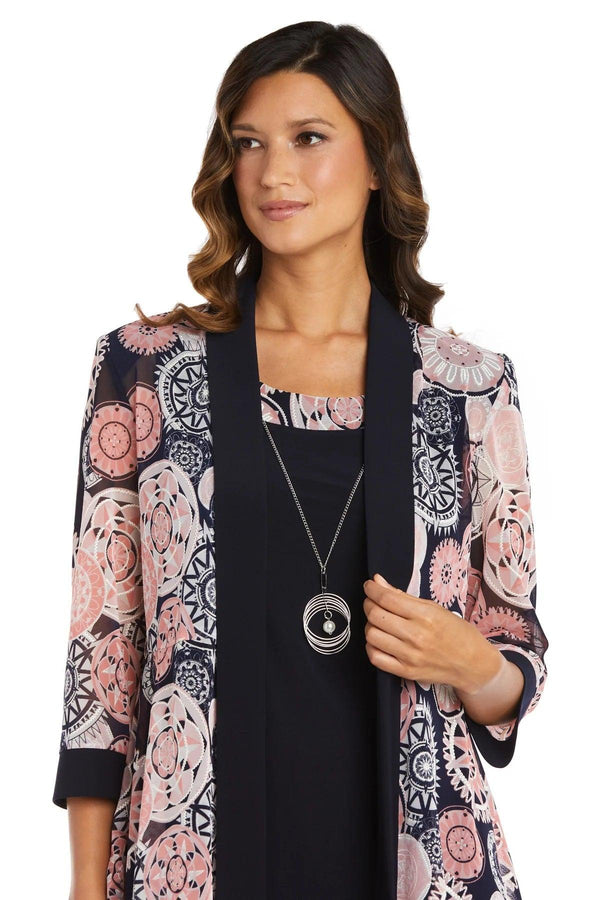 Plum/Navy R&M Richards 7823 Two Piece Short Print Jacket Dress for $66. ...