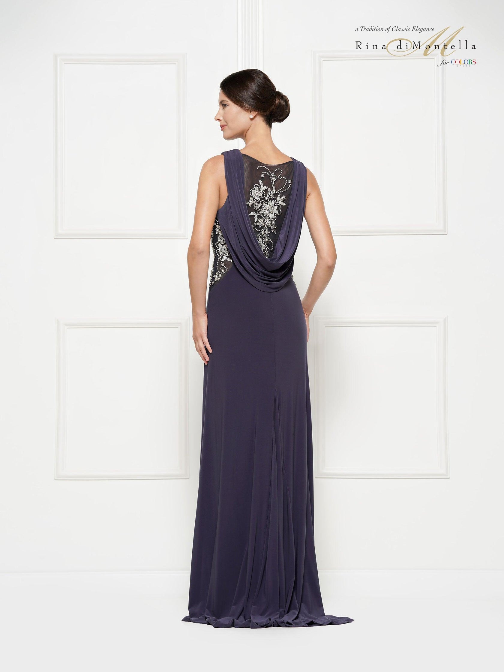 Aubergine Rina Di Montella Long Formal Fitted Dress 2029 for $459.99 ...