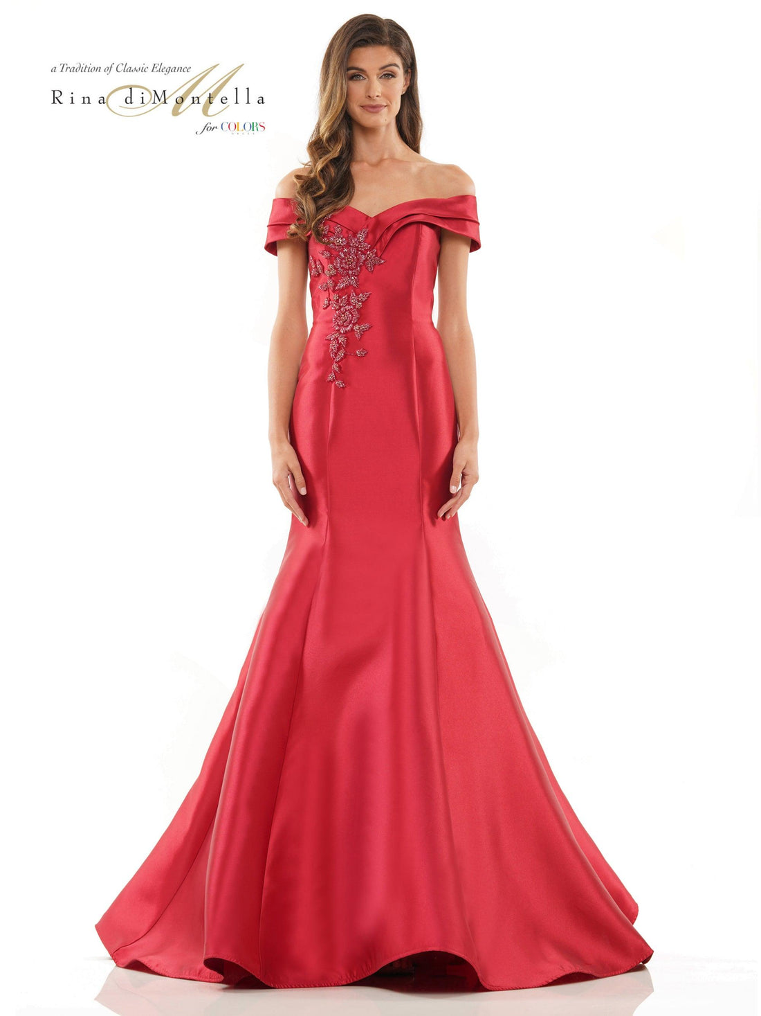Wine Rina di Montella Long Formal Off Shoulder Gown 2602 for $658.0 ...