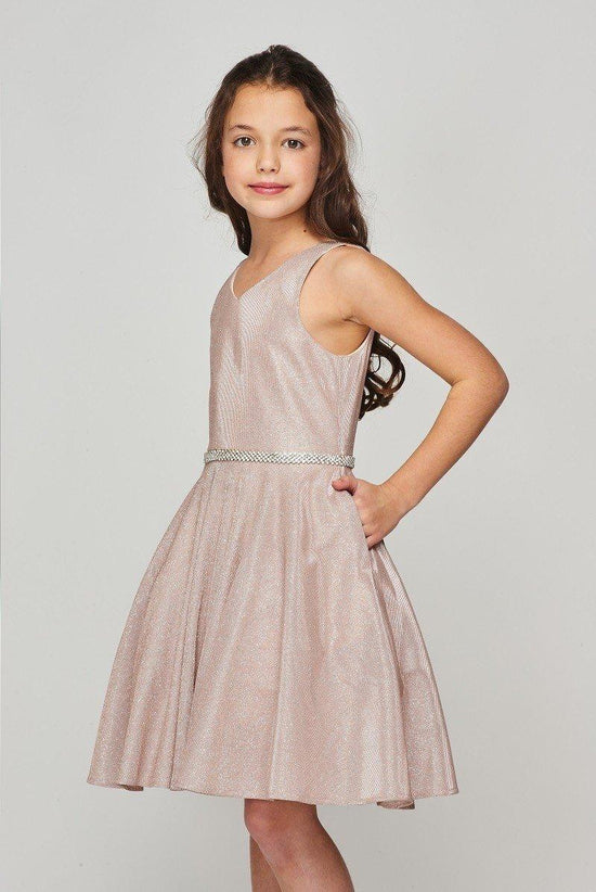 Lilac Short Flower Girl Sleeveless Metallic Glitter Dress for $75.99 ...