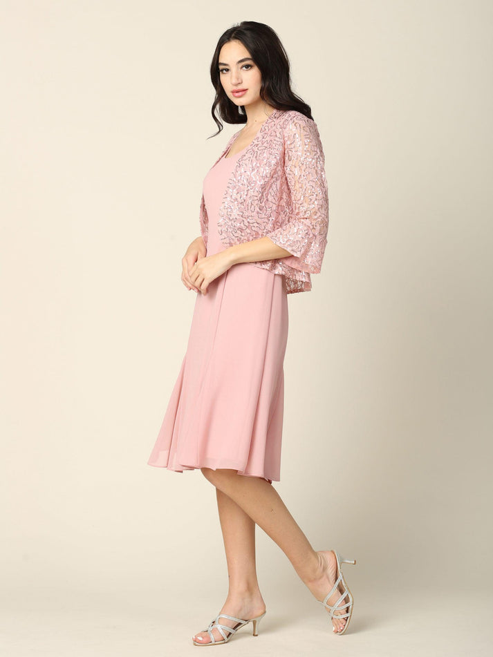 Mauve Short Mother of the Bride Two Piece Set Jacket Dress for $107.99 ...