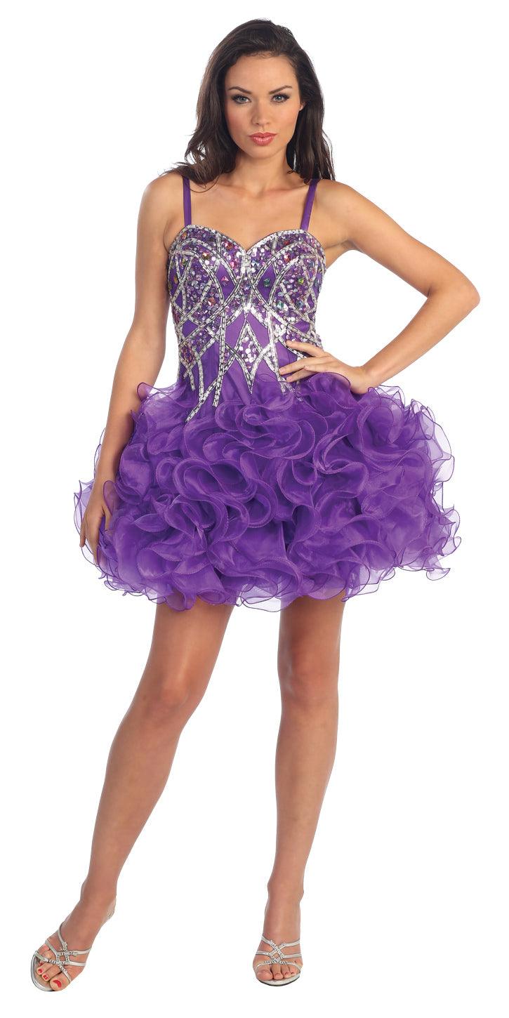 Turquoise Spaghetti Strap Short Cocktail Dress - Homecoming Dresses